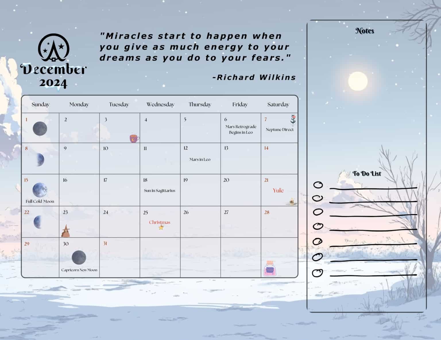 Monthly Calendars - Wicca Academy