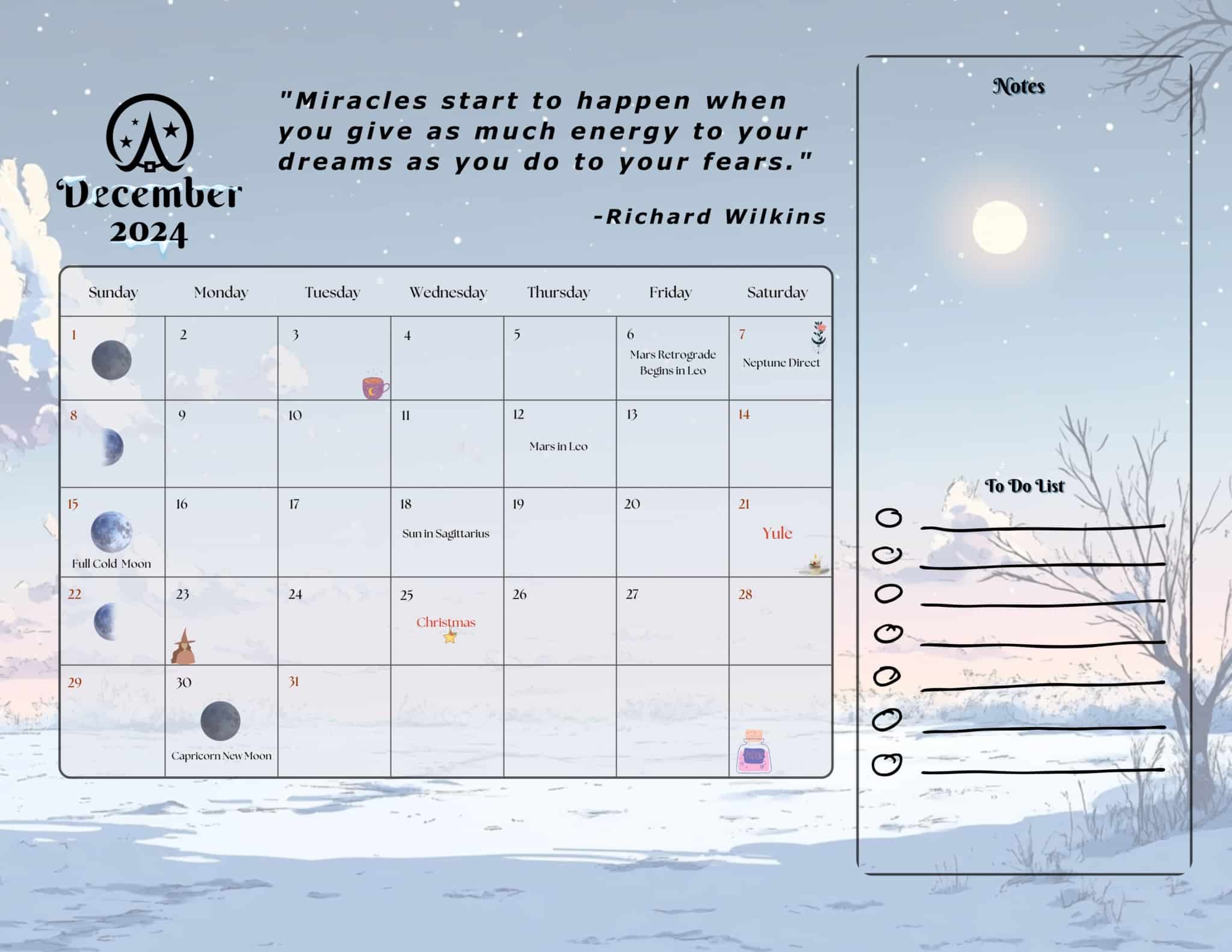 Monthly Calendars - Wicca Academy