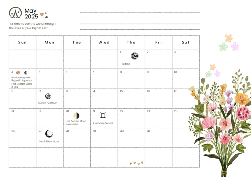 Monthly Calendars - Wicca Academy