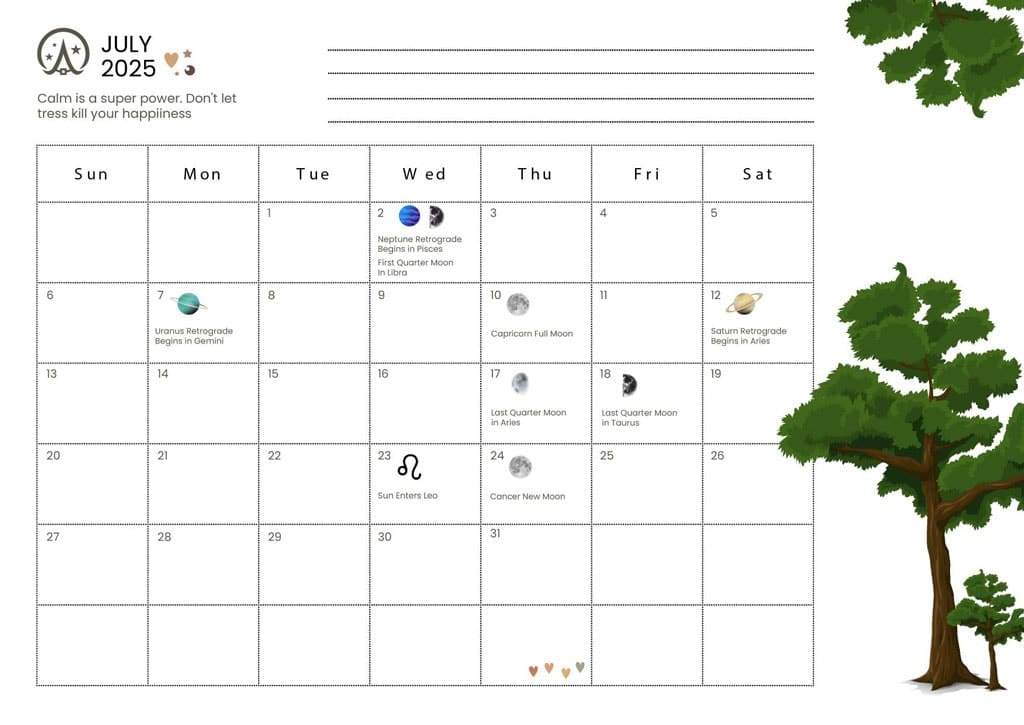 Monthly Calendars - Wicca Academy