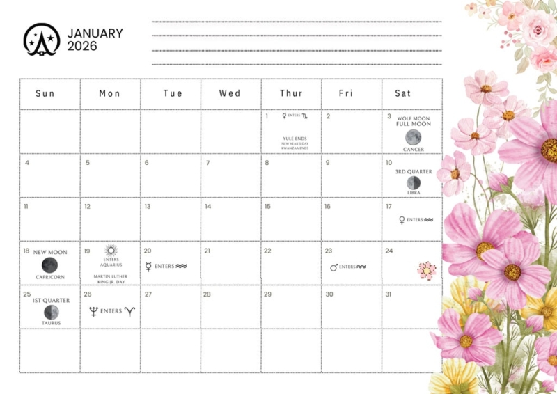 Monthly Calendars - Wicca Academy